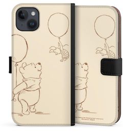 DeinDesign iPhone 14 Plus Handy Klapph&uuml;lle Handyh&uuml;lle aus Kunst Leder schwarz Flip Case Disney Official Licensed Product Winnie The Pooh Sideflip mit langer 