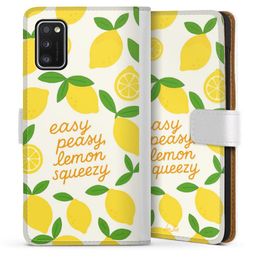 DeinDesign Galaxy A41 Handy Klapph&uuml;lle Handyh&uuml;lle aus Kunst Leder wei&szlig; Flip Case Spruch Statement Lemon Sideflip mit Lasche