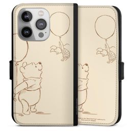 DeinDesign iPhone 14 Pro Handy Klapph&uuml;lle Handyh&uuml;lle aus Kunst Leder schwarz Flip Case Disney Official Licensed Product Winnie The Pooh Sideflip mit langer 