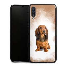 DeinDesign Galaxy A70 Handy Silikon H&uuml;lle Case schwarz Handyh&uuml;lle Dachshund Dog Pet
