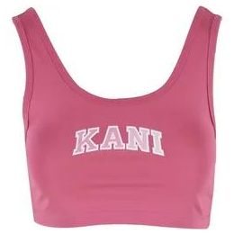 Muskelshirt Karl Kani "Karl Kani Damen KW242-023-1 Karl Kani Small Serif Bustier Top", Damen, Gr. M, pink, 96% Polyester, 4% Elasthan, bedruckt, skinny fit, U-Boot-Ausschnitt, Shirts