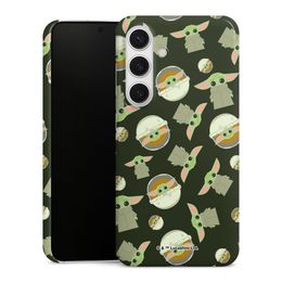 DeinDesign Galaxy S24 Handy Premium Case Smartphone Handyh&uuml;lle Schutzh&uuml;lle gl&auml;nzend Official Licensed Product Star Wars Muster Baby Yoda Premium Case