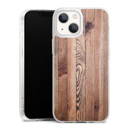 DeinDesign iPhone 13 Mini Handy Silikon H&uuml;lle Case transparent Handyh&uuml;lle Muster Wooden Look Wood Silikon Case