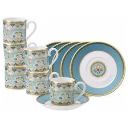 Villeroy & Boch Tasse VILLEROY & BOCH "Espressotassen mit Untertassen Samarkand Aquamarin 50 ml 12er Set bunt", bunt, 12 tlg., Porzellan, Trinkgef&auml;&szlig;e, Tasse