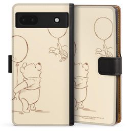 DeinDesign Google Pixel 6a Handy Klapph&uuml;lle Handyh&uuml;lle aus Kunst Leder schwarz Flip Case Disney Official Licensed Product Winnie The Pooh Sideflip mit langer 