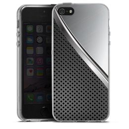 DeinDesign iPhone SE (2016-2019) Handy Silikon H&uuml;lle Case transparent Handyh&uuml;lle Steel Metall Carbon Silikon Case
