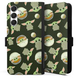 DeinDesign Galaxy A16 4G Handy Klapph&uuml;lle Handyh&uuml;lle aus Kunst Leder schwarz Flip Case Official Licensed Product Star Wars Muster Baby Yoda Sideflip mit Lasche