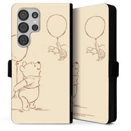 DeinDesign Galaxy S25 Ultra Handy Klapph&uuml;lle Handyh&uuml;lle aus Kunst Leder schwarz Flip Case Disney Official Licensed Product Winnie The Pooh Sideflip mit Lasche