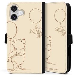 DeinDesign iPhone 16 Plus Handy Klapph&uuml;lle Handyh&uuml;lle aus Kunst Leder schwarz Flip Case Disney Official Licensed Product Winnie The Pooh Sideflip mit Lasche