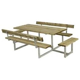 Garten-Essgruppe Plus "&raquo;Basic&laquo; Kombim&ouml;bel + 2 Anbau und 2 R&uuml;ckenlehnen", beige (natur), B:184cm H:75cm T:260cm, FSC-zertifizierter Holzwerkstoff, Stahl, Sitzm&ouml;bel-Sets, 260x184x75/45 cm