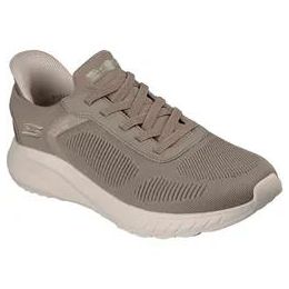 Slip-On Sneaker Skechers "BOBS SQUAD CHAOS-SOLID STEP", Herren, Gr. 45, dunkeltaupe, Textil, Schuhe, Schlupfschuh, Slipper, Sneaker zum Schlupfen, Topseller