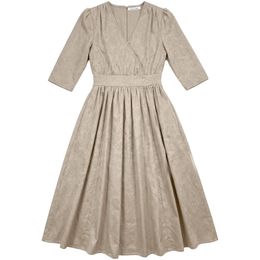 FELICITAS Baumwollkleid Kathena Beige/Gr&uuml;n (Gr&ouml;&szlig;e: XXL)