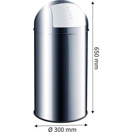 Helit Push-Abfallbeh&auml;lter, Edelstahl, selbstschlie&szlig;end, 30 l, Hx&Oslash; 650 x 300 mm