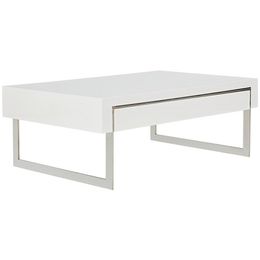Mid.you Couchtisch, Wei&szlig; Hochglanz, Wei&szlig;, Metall, Holzwerkstoff, 1 Schublade(n) Schubladen, rechteckig, eckig, 110x40x70 cm, Wohnzimmer, Wohnzimmertische, Couchtische