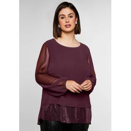 sheego Damen Tunika in 2-in-1 Optik, burgund, Gr&ouml;&szlig;e 40