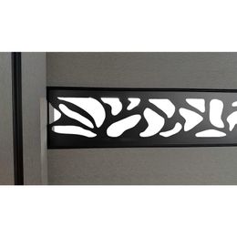 WPC-Sichtschutzzaun Valla &ndash; 5 Elemente mit 6 Pfosten &ndash; 130 cm H&ouml;he mit Dekorelement &ndash; Grau