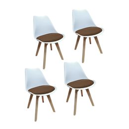 HTI-Living Stuhl Atlanta Wei&szlig;, Webstoff Braun