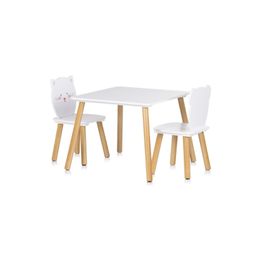 Chipolino Kinder Tischset Tiermotiv Tisch 2 St&uuml;hle, Holz, Sitzgruppe, ab 2 Jahre wei&szlig;