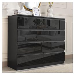 HTI-Living Sideboard Kenji 8 Schubladen Hochglanz Schwarz