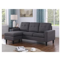 HTI-Living Polstercouch mit variabler Ottomane Reva Grau