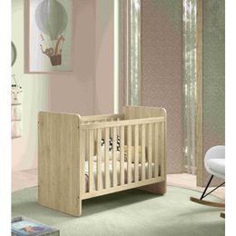 Vipack SAM Babybett 60x120 cm Liegefl&auml;che, 3-fach verstellbarer Lattenrost, zum Juniorbett umbaubar, Ausf. Eiche Melamin Dekor