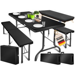 Kesser&reg; Bierzeltgarnitur 3-teilig Set Tisch & 2x Bank Buffettisch f&uuml;r drinnen & drau&szlig;en Gartengarnitur klappbar 183x76x74cm Kunststoff Klapptisch Gartentisch inkl. Abdeckung & Tragegriffe