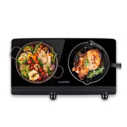 Klarstein Cookbuddy Doppel-Kochfeld 2400W 5 Leistungsstufen Glaskeramik Schwarz