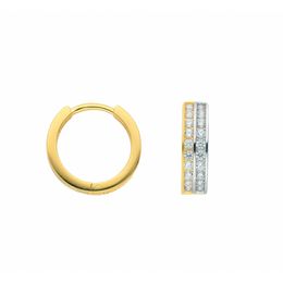 Adelia&acute;s Paar Creolen ADELIA&acute;S "Creolen Ohrringe 585 Gold ( 14K ) mit Zirkonia &ndash; Goldohrringe", silber, Ohrringe, Damen, Damen, Gold, Goldohrringe