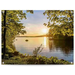 Poster Reinders "Sonnenuntergang am See", gr&uuml;n (farbe bild(er): gr&uuml;n), B:80cm H:60cm T:0,1cm, Leinwand, Bilder, Poster, Outdoor f&uuml;r Garten oder Balkon