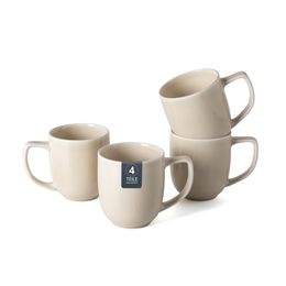Becher OTTO HOME "Kaffeebecher Flett, mit Reaktivglasur, 4er Set", beige, H:9,7cm &Oslash;:8,6cm, Porzellan, Trinkgef&auml;&szlig;e, Becher, sp&uuml;lmaschinenfest und mikrowellengeeignet, 340 ml