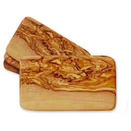 Fr&uuml;hst&uuml;cksbrett OLIVENHOLZ-ERLEBEN "mit abgerundeten Ecken aus hochwertigem naturbelassenem Olivenholz", braun, B:14cm H:0,9cm L:22cm, Massivholz, Schneidebretter, Mediterraner Look, abgerundete Ecken, je Gr. 22x14 cm