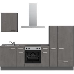 K&uuml;chenzeile Nobilia "Riva I", NEU: individuell anpassbar mit gratis Profi-Beratung", grau (k&uuml;che: grau, korpus: schiefergrau, arbeitsplatte: beton schiefergrau nachbildung), B:270,3cm H:216,6cm T:60cm, Komplettk&uuml;chen-Sets, K&uuml;chenzeile, vormontiert, Breite 270 cm, Ausrichtung w&auml;hlbar, wahlw. mit E-Ger&auml;ten