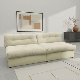 Big-Sofa DOMO collection "Caleo, 242 cm breit, modulares Einzelsofa, gro&szlig;z&uuml;gige Polsterung", beige, B:242cm H:85cm T:121cm, 100% Polyester, Sofas, Big-Sofa, erweiterbar mit Eck- und Sofaelement