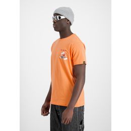 T-Shirt Alpha Industries "Flying Buzz SL T-Shirt", Herren, Gr. M, orange (tangerine), Obermaterial: 100% Baumwolle, Shirts T-Shirt