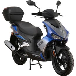 Motorroller Alpha Motors "Mustang FI", blau (blau, grau, schwarz), Motorroller, 25 km/h, mit USB-Anschluss und Lenkerschloss, sportliches Design, B:67cm H:114cm L:193cm