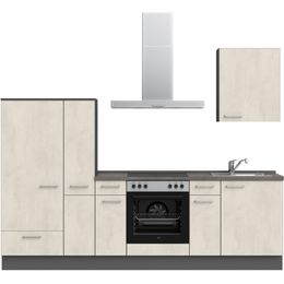 K&uuml;chenzeile Nobilia "Riva I", NEU: individuell anpassbar mit gratis Profi-Beratung", wei&szlig; (k&uuml;che: wei&szlig;, korpus: schiefergrau, arbeitsplatte: beton schiefergrau nachbildung), B:270,3cm H:216,6cm T:60cm, Komplettk&uuml;chen-Sets, K&uuml;chenzeile, vormontiert, Breite 270 cm, Ausrichtung w&auml;hlbar, wahlw. mit E-Ger&auml;ten