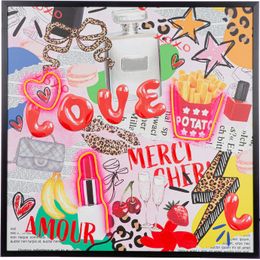 Leinwandbild Gilde "Bild quadratisch OOH LALA", farbe rahmen: schwarz, farbe bild(er): mehrfarbig, B:83cm H:83cm T:3cm, Poly-Leinwand, Bilder, Leinwandbild
