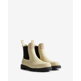 Gummistiefel Hunter "CHELSEA COMMANDO BOOT", Damen, Gr. 39, schwarz (gravel, schwarz), Synthetik, Schuhe Gummistiefel, wasserdicht