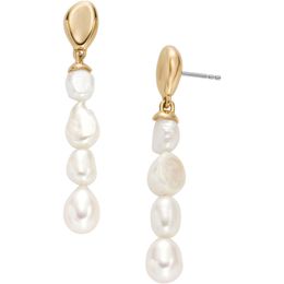 Paar Ohrstecker Skagen "Schmuck Geschenk Edelstahl Ohrringe AGNETHE PEARL", gold (gelbgoldfarben, wei&szlig;), Ohrringe, Damen, Edelstahl Perlen, Edelstahl, Perlen, mit S&uuml;&szlig;wasserzuchtperle