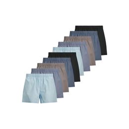 Jack & Jones Webboxer JACK & JONES "Web-Boxershorts JACMILANO WOVEN BOXERS 10 PACK 10er Pack", Damen, Gr. L, bunt (schwarz, braun, blau), Obermaterial: 100% Baumwolle CO., Unterhosen