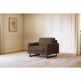 Loveseat Home Affaire "Pinto 105 cm, Cord, Chenille, Lederoptik", braun, B:105cm H:85cm T:97cm, 92% Polyester, 8% Nylon, Sessel, mit Keder, Metallf&uuml;&szlig;en und auch in Cord Bezug erh&auml;ltlich