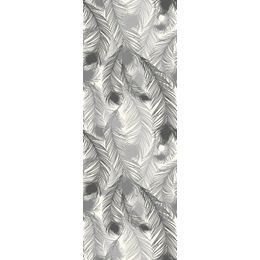 Vinyltapete queence "Federn-Grau", bunt, B:0,9m L:2,5m, Vinyl, Tapeten, 90x250cm, selbstklebend, kinderleichte Anbringung,, Sticker