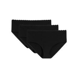 Umstandsslip bonprix, Damen, Gr. 40/42 (M), 3 Stk., 3x schwarz, Jersey, Obermaterial: 95% Baumwolle, 5% Elasthan. Spitze: 90% Polyamid, 10% Elasthan, unifarben, figurbetont, Unterhosen, mit Spitze, verschiedene Konfektionsgr&ouml;&szlig;en