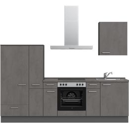 K&uuml;chenzeile Nobilia "Riva I", NEU: individuell anpassbar mit gratis Profi-Beratung", grau (k&uuml;che: grau, korpus: schiefergrau, arbeitsplatte: beton schiefergrau nachbildung), B:270,3cm H:216,6cm T:60cm, Komplettk&uuml;chen-Sets, K&uuml;chenzeile, vormontiert, Breite 270 cm, Ausrichtung w&auml;hlbar, wahlw. mit E-Ger&auml;ten