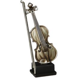 Dekofigur AMBIENTE HAUS "Geige Figur M", silber (antik, silberfarben), B:11cm H:22cm T:6cm, Polyresin, Dekofiguren