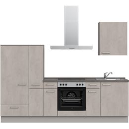 K&uuml;chenzeile Nobilia "Riva I", NEU: individuell anpassbar mit gratis Profi-Beratung", grau (k&uuml;che: grau, korpus: steingrau, arbeitsplatte: beton schiefergrau nachbildung), B:270,3cm H:216,6cm T:60cm, Komplettk&uuml;chen-Sets, K&uuml;chenzeile, vormontiert, Breite 270 cm, Ausrichtung w&auml;hlbar, wahlw. mit E-Ger&auml;ten