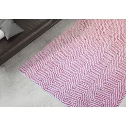 Teppich Kayoom "Aperitif 410", pink, B:80cm H:7mm L:150cm, Baumwolle, Teppiche, Teppich, weiche Haptik,fusselarm, f&uuml;r Allergiker & Fu&szlig;bodenheizung geeignet