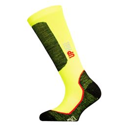 Socken UphillSport "HALLA JR", Damen, Gr. 28-30, gelb (gelb, gr&uuml;n), 60% Polyester, 28% Wolle, 11% Polyamid, 1% Elasthan, mehrfarbig, Socken Socken, mit praktischer Quick Dry-Technologie