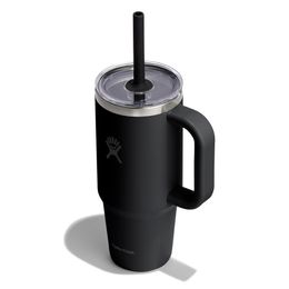 Thermobecher Hydro Flask "24 OZ Travel Tumbler Clear Lid, 710 ml", schwarz, H:29cm, Edelstahl, Trinkgef&auml;&szlig;e, Thermobecher, Kompatibel mit Eindr&uuml;ckzubeh&ouml;r der Gr&ouml;&szlig;e Medium
