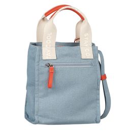Shopper Tom Tailor Denim "Azura", Damen, Gr. B/H/T: 20cm x 23cm x 10cm, helles jeansblau, Baumwolle, bedruckt, clean, gepflegt, unifarben, Taschen Shopper, Damen Umh&auml;ngetasche, mit s&uuml;&szlig;em Softeis-H&ouml;rnchen Anh&auml;nger